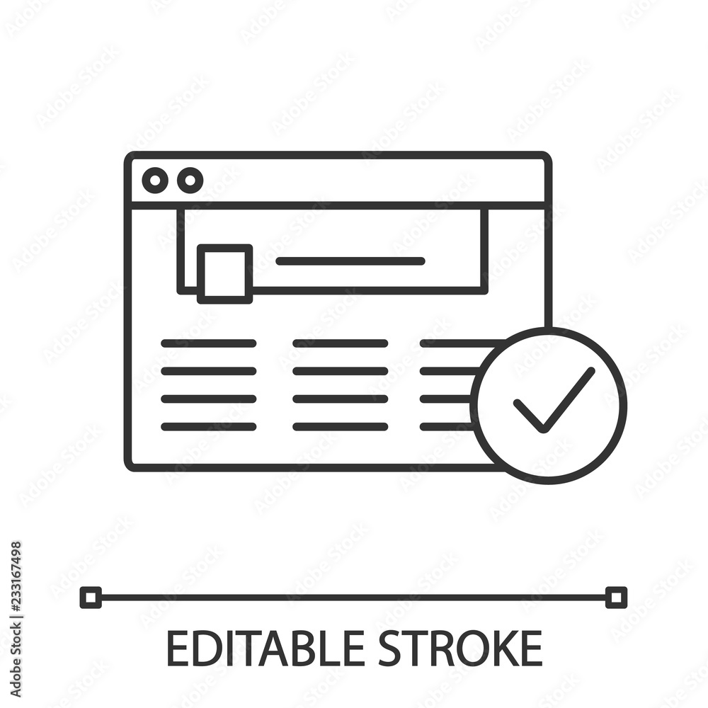 Approved website linear icon Stock Vector | Adobe Stock