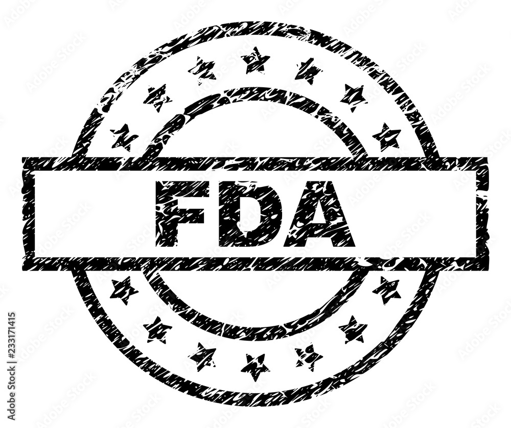 FDA stamp seal watermark with distress style. Designed with rectangle ...
