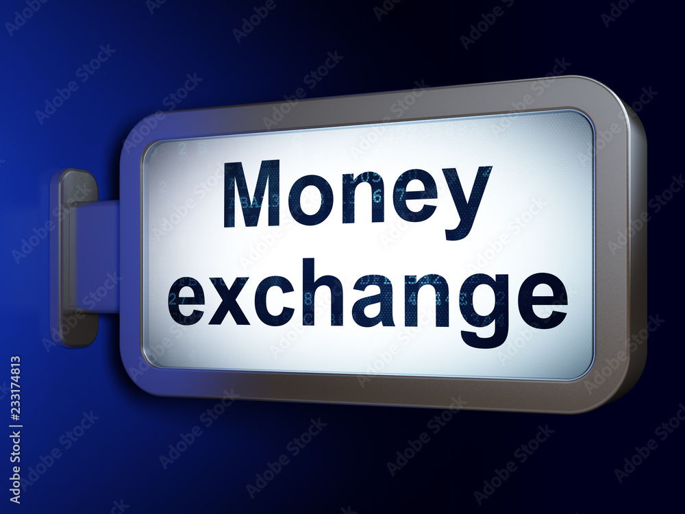 Money concept: Money Exchange on advertising billboard background, 3D ...