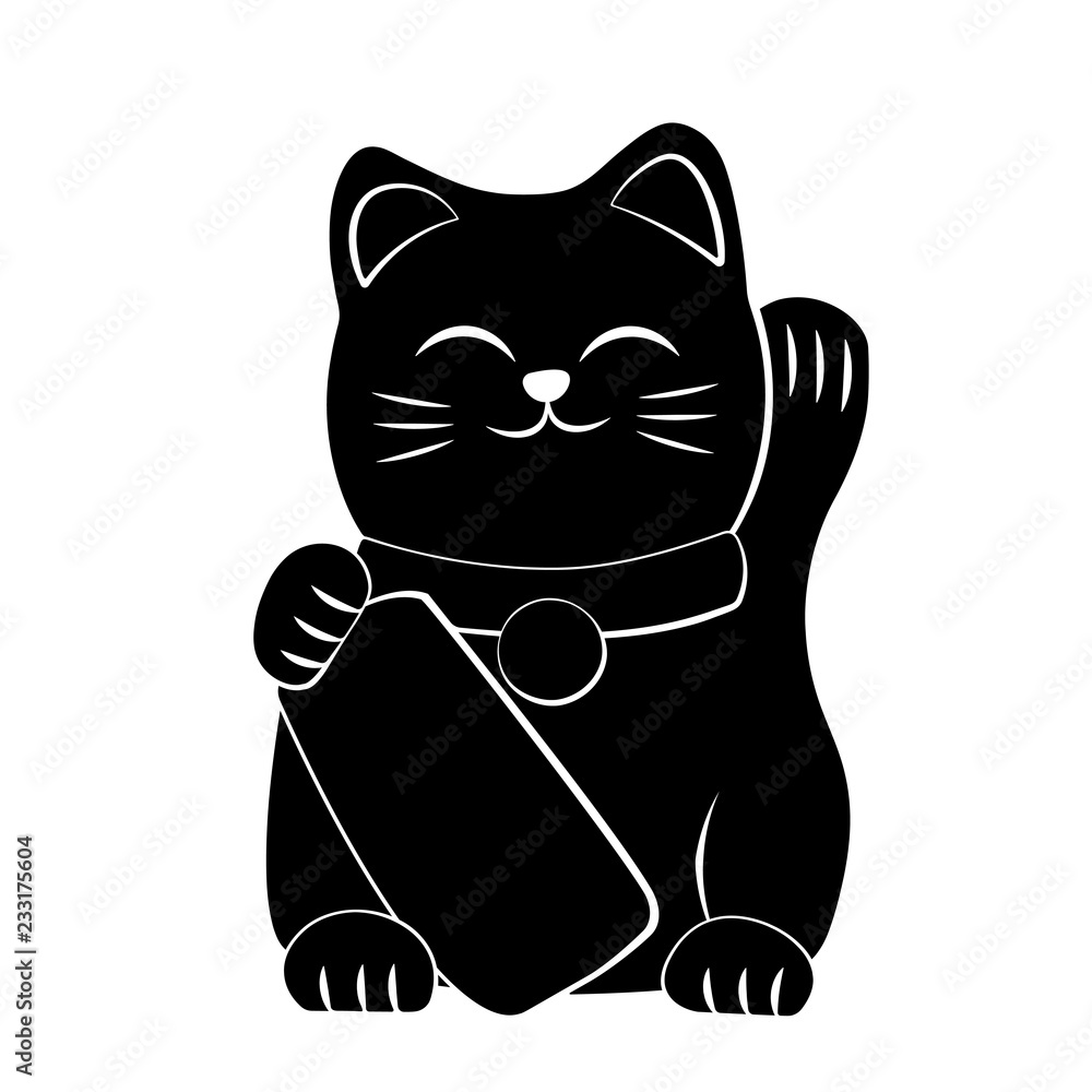 Maneki neko icon. Japan lucky cat. Clipart image isolated on white background Stock Vector ...