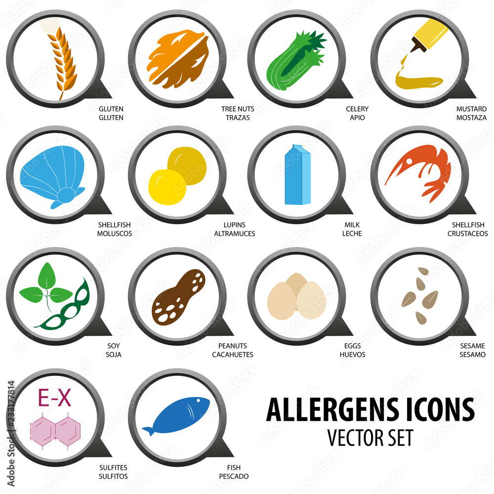 Allergens information icon for menus Stock Vector | Adobe Stock