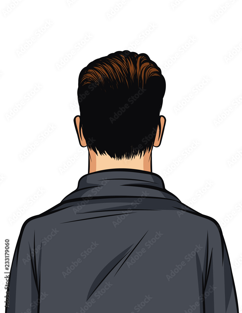 Vector color illustration of a man rear view isolated on white ...