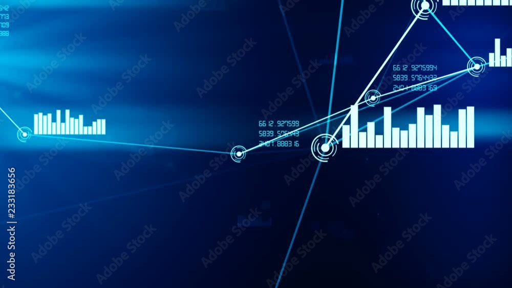 Futuristic abstract blue network and data connection 3D animation ...