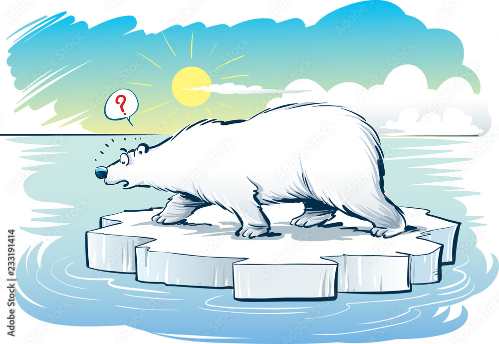 polar bear on floe climate change Stock Vector | Adobe Stock