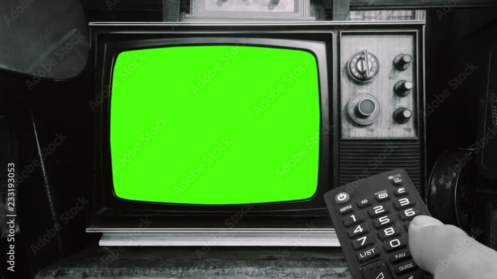 Changing Channels TV Remote Control Green Screen Vintage Television ... Changing Channels TV Remote Control Green Screen Vintage Television ...