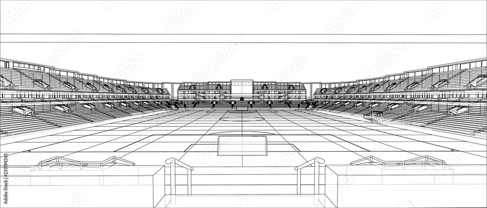 Sketch of Football stadium Stock Vector | Adobe Stock