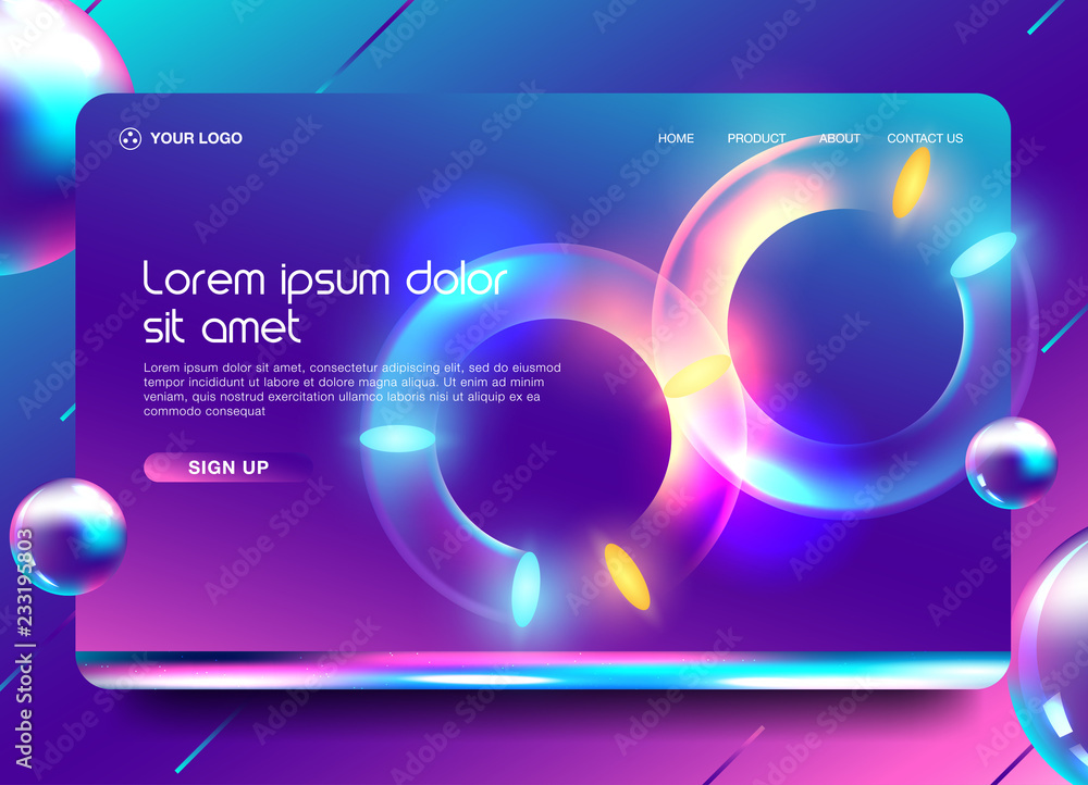 Website or mobile app landing page with illustration of colorful ...