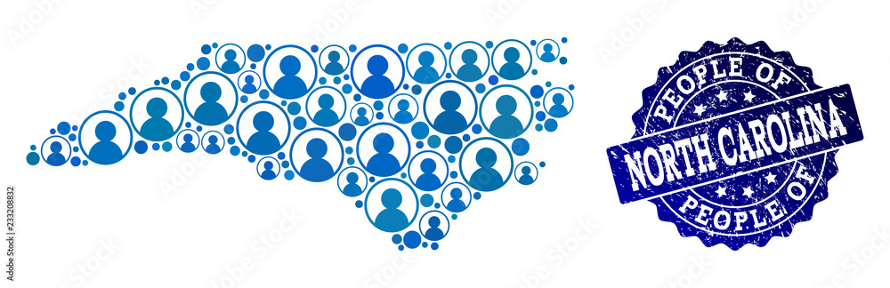 People composition of blue population map of North Carolina State and ...