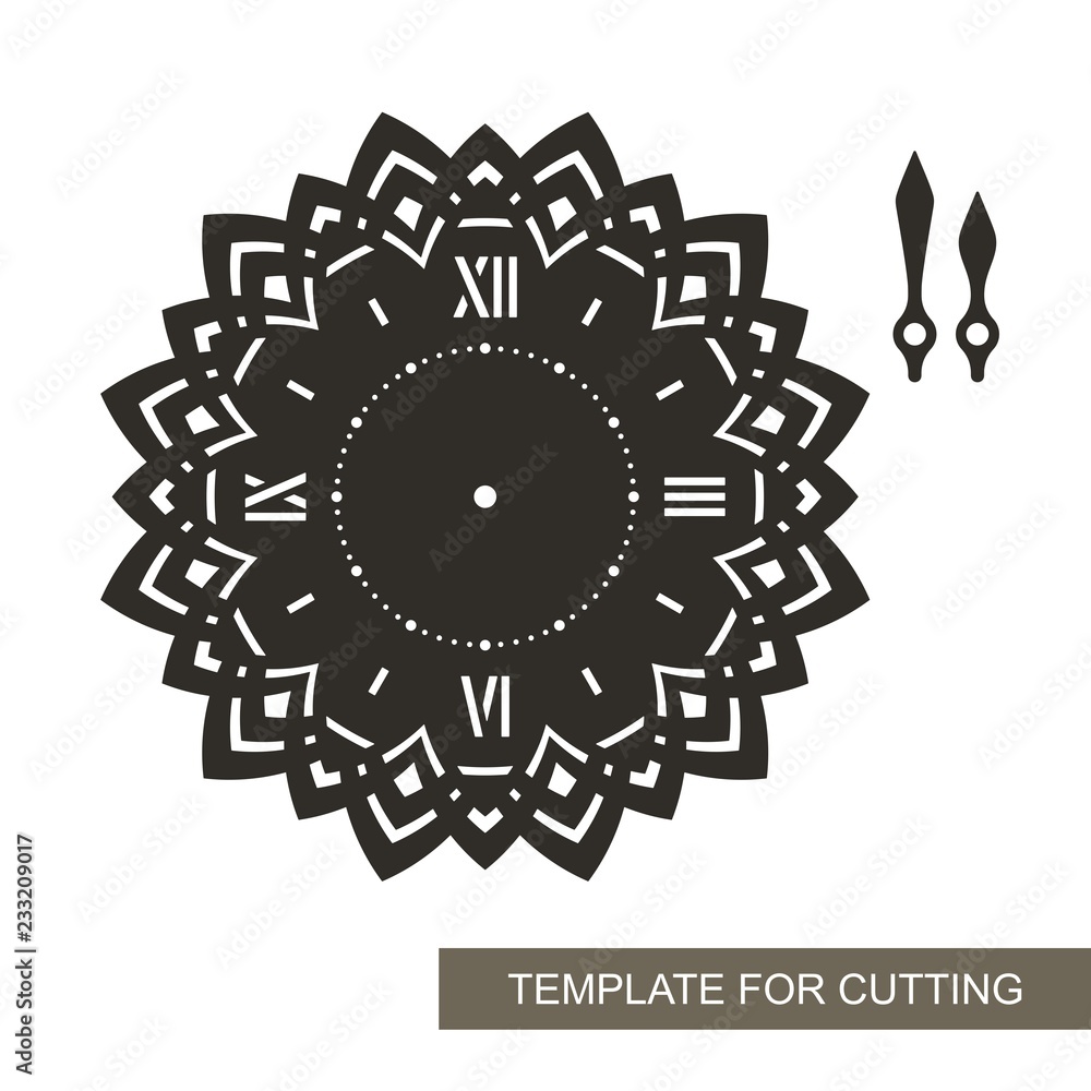 Openwork dial with arrows on white background. Template for laser ...