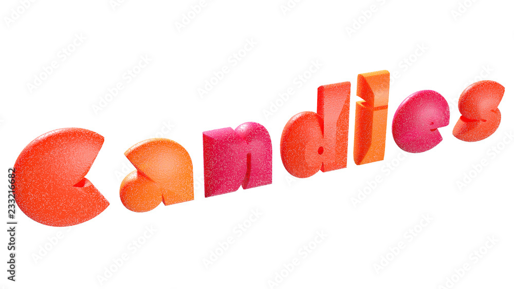 Orange, Yellow and Cherry Candies, Jelly, Gumdrops Letters In Sugar ...