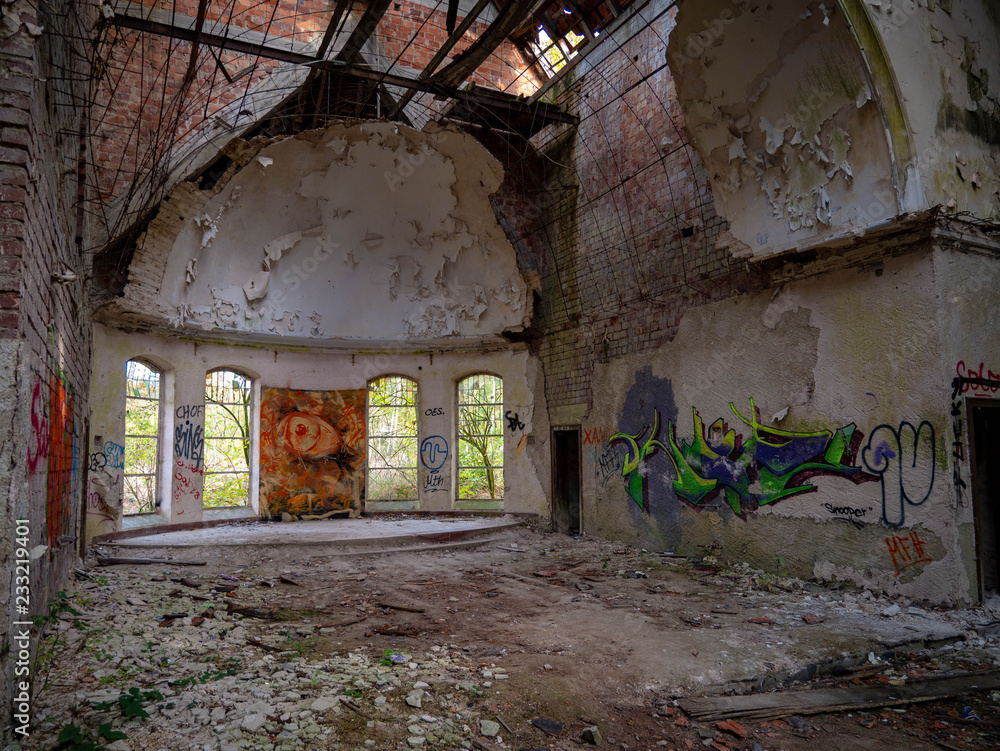 Abandoned church in old British military barracks in Werl, Germany ...