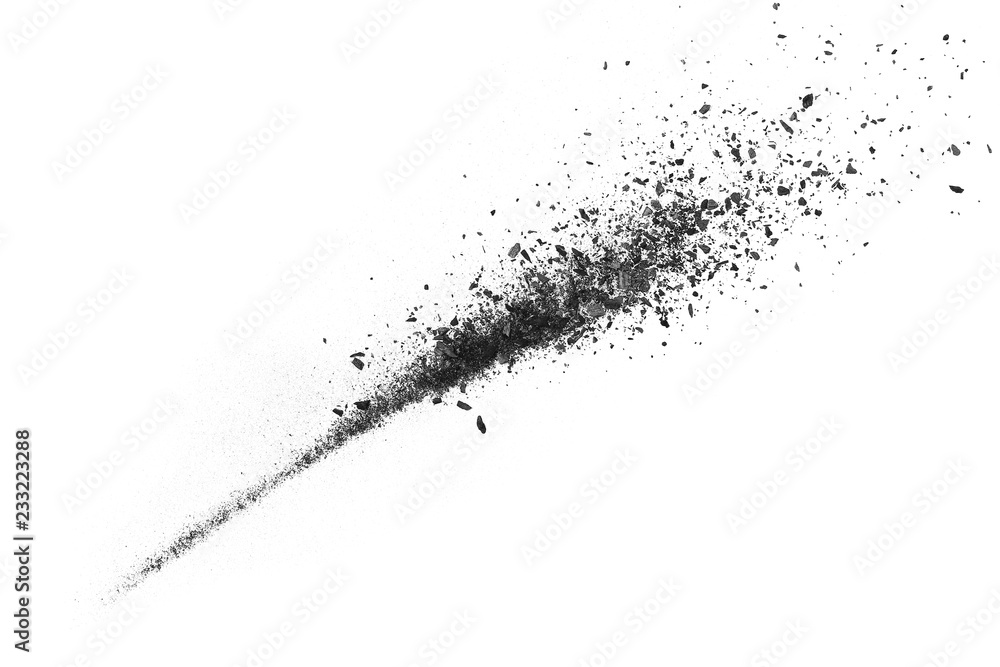 Black charcoal dust, gunpowder isolated on white background and texture ...