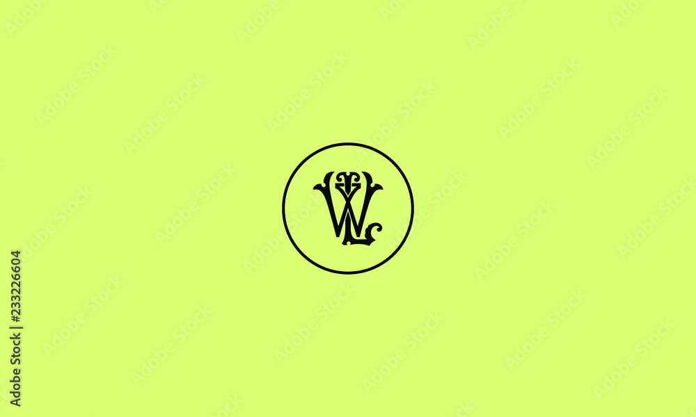 LETTER L AND W SIGNATURE LOGO WITH CIRCLE FRAME FOR LOGO DESIGN OR letter-l-and-w-signature-logo-with-circle-frame-for-logo-design-or