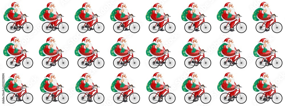 Vetor de Santa Claus cycling animation sprite sheet, Can be used for ...
