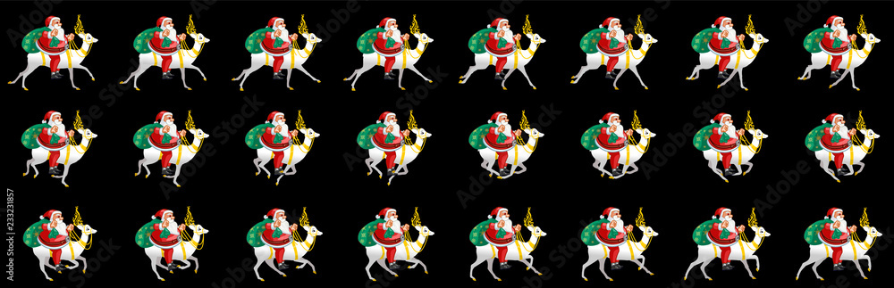 Santa Claus on deer run cycleanimation sprite sheet, Can be used for ...