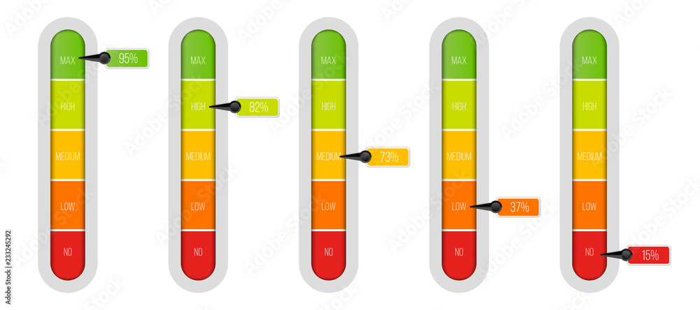 Creative vector illustration of level indicator meter with percentage ...