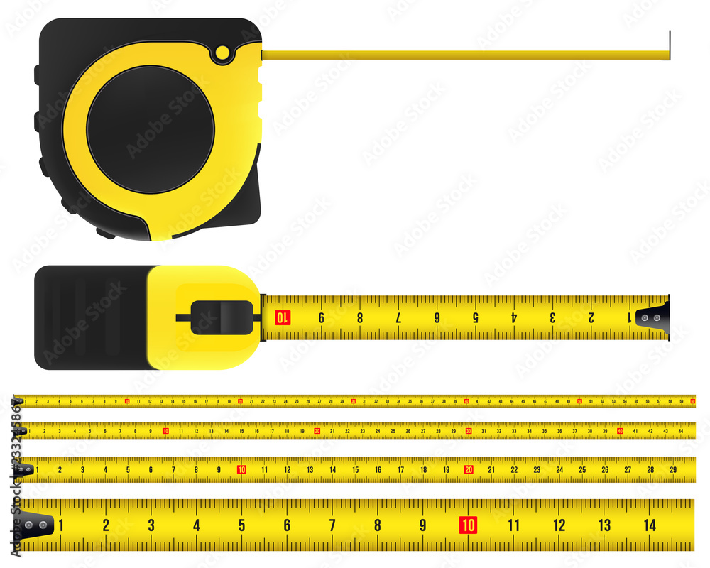 Creative vector illustration of tape measure, measuring tool, ruler ...
