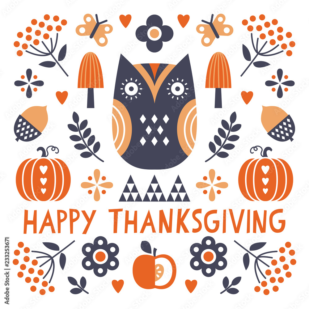 Happy Thanksgiving Owl Clip Art