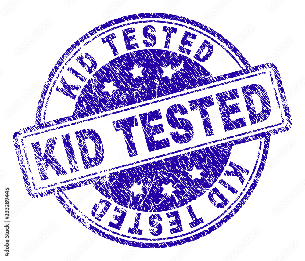 KID TESTED stamp seal watermark with grunge texture. Designed with ...