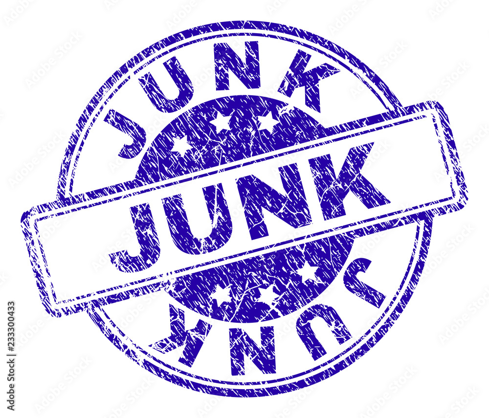 JUNK stamp seal imprint with grunge texture. Designed with rounded ...