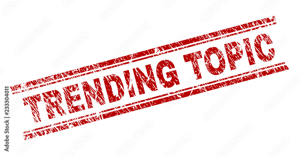 TRENDING TOPIC seal print with grunge texture. Red vector rubber print ...