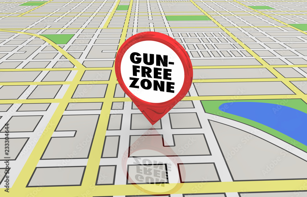 Gun Free Zone No Shooting Violence Map Pin 3d Illustration Stock イラスト ...