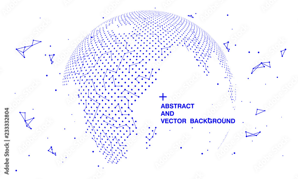 Abstract world map concept, artificial intelligence and internet big ...