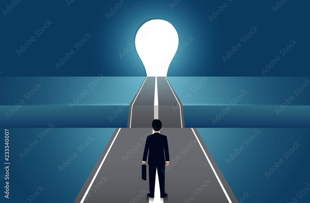 Businessmen walking go on the road there is a gap between go to aim for ...