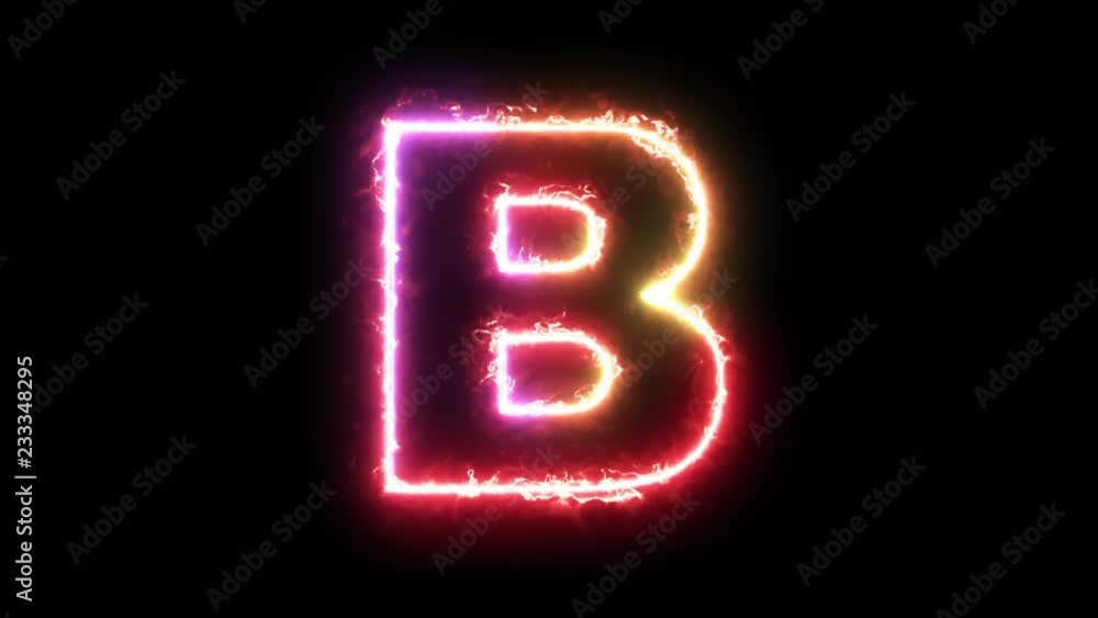 Alphabet letter B - colorful lightning energy outline looping on black ...