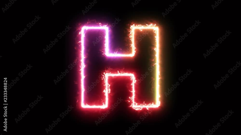 Alphabet letter H - colorful lightning energy outline looping on black ...