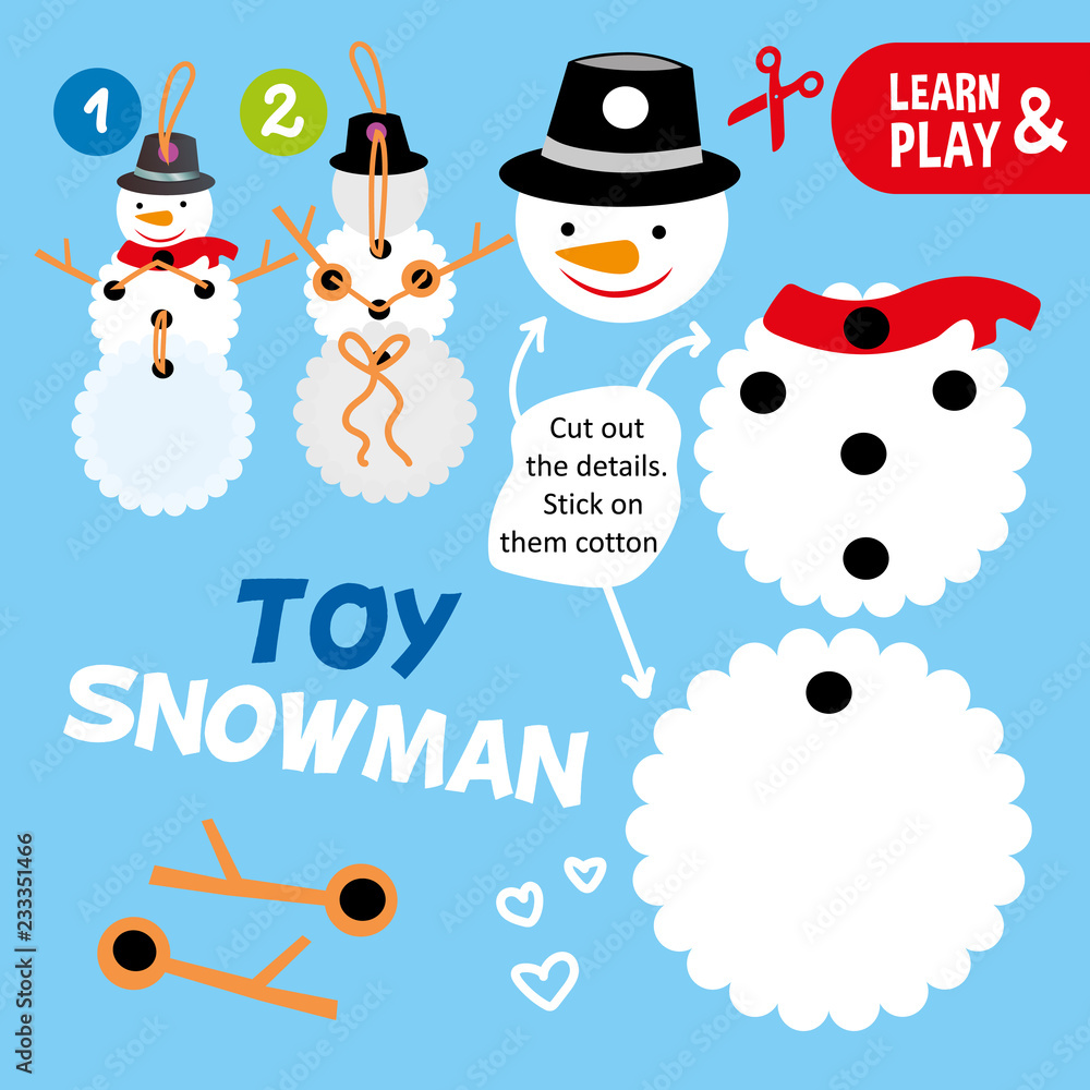 educational game for children. Happy toy snowman. Do it yourself ...