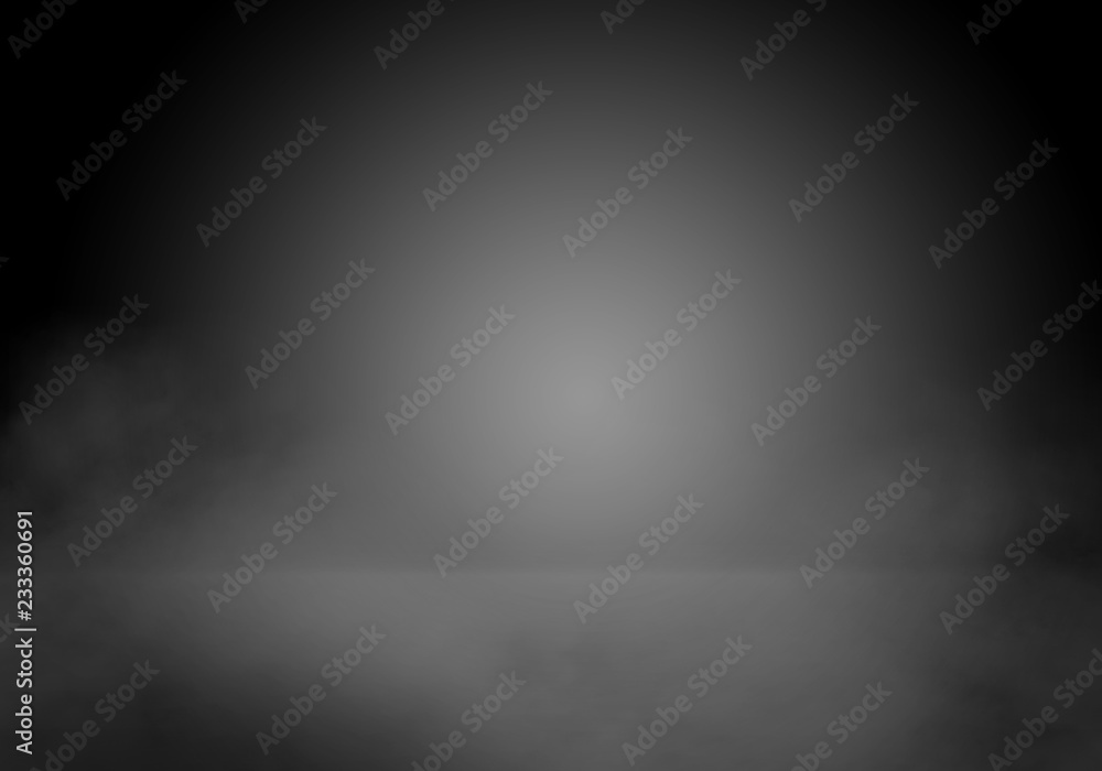 black showcase background with spotlight and fog, black display ...
