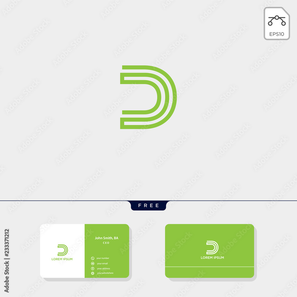 initial D logo template for technology, business corporate vector ...