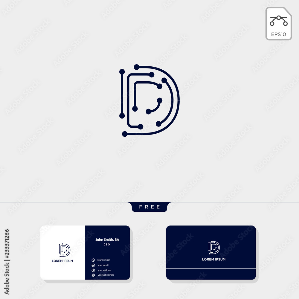 initial D logo template for technology, business corporate vector ...