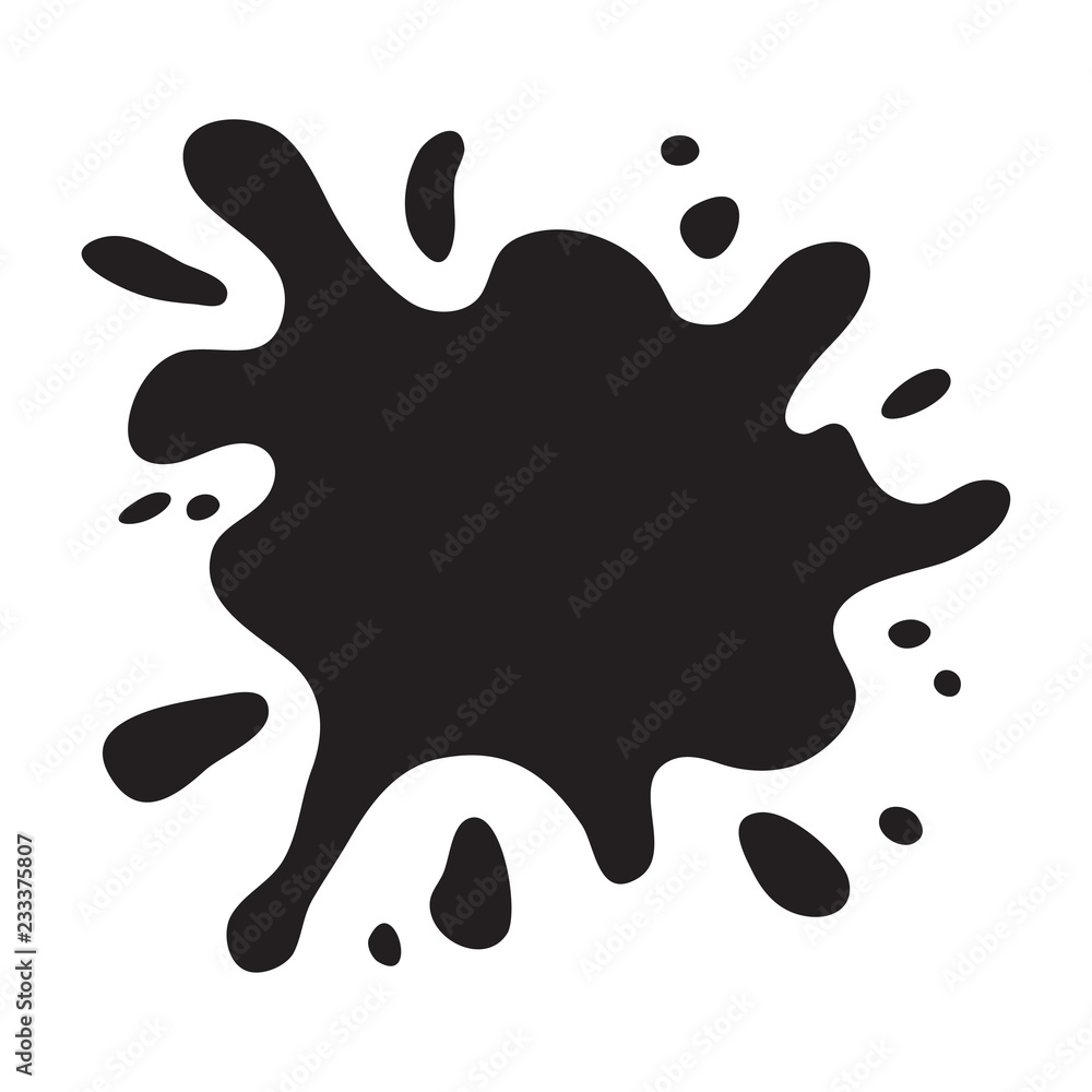 Black splash isolated on white background. Vector illustration Stock ...
