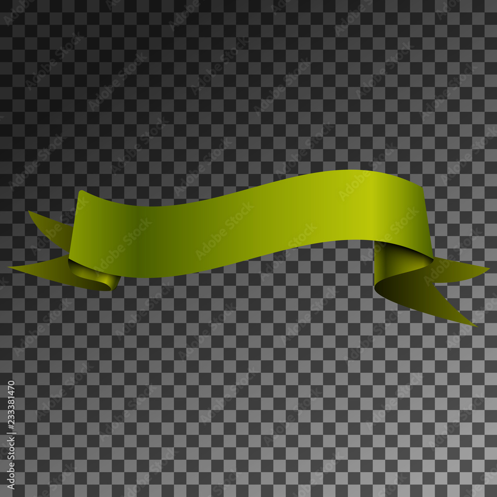 7468543 Realistic Shiny Green Ribbon banner isolated on transparent ...