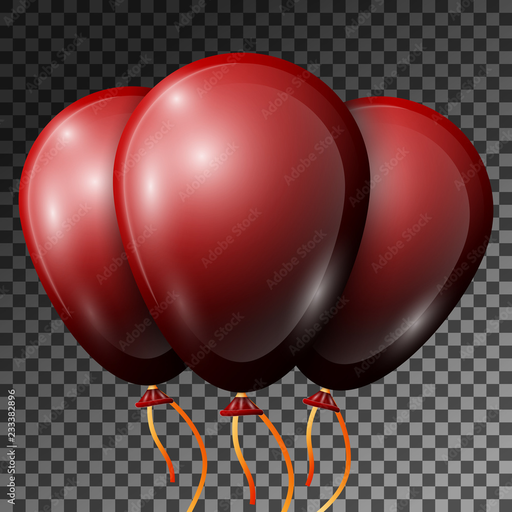 7468540 Realistic Dark Red Balloons with ribbons isolated on ...