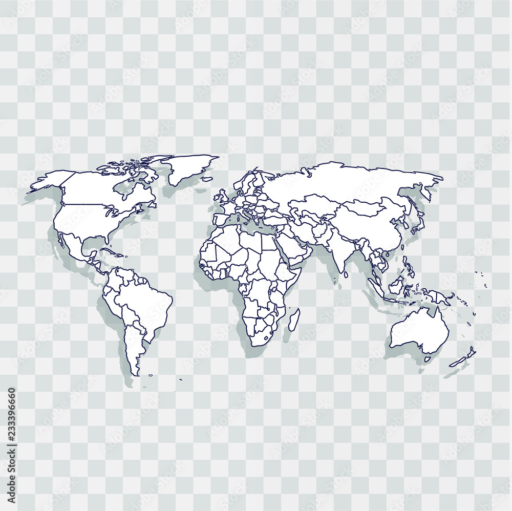 World map on a transparent background, vector Stock Vector | Adobe Stock