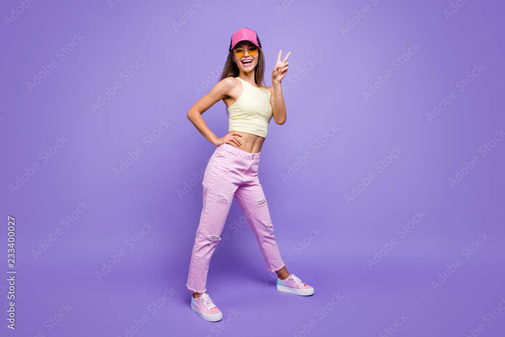 Full length body size of nice cute attractive fit thin cheerful Stock ...