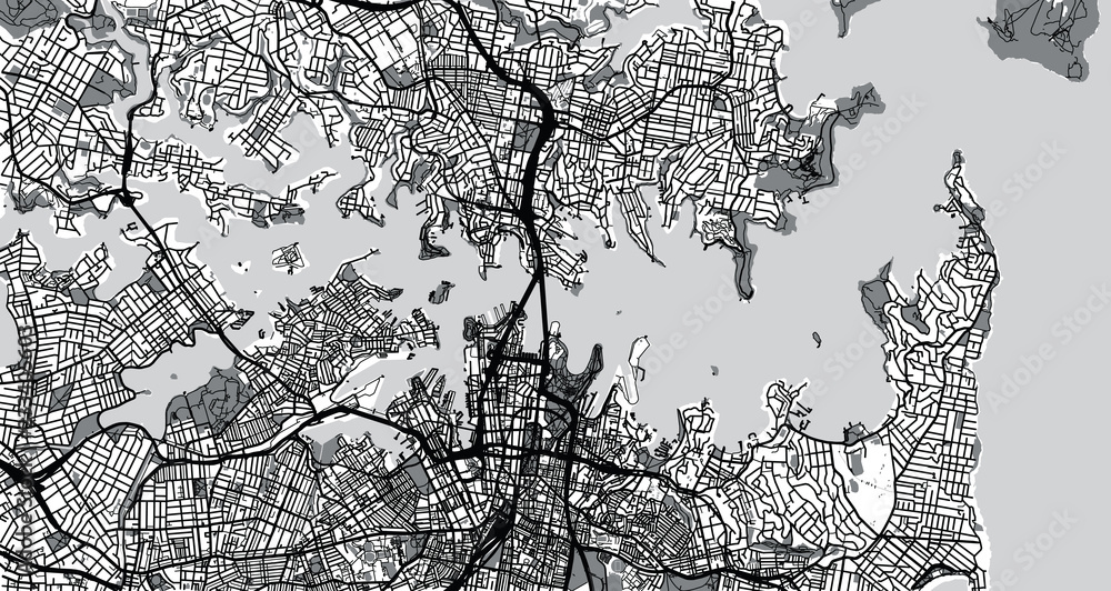 Photo & Art Print Urban vector city map of Sydney, Australia, ink drop