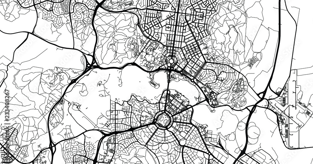 Urban vector city map of Canberra, Australia Stock Vector | Adobe Stock