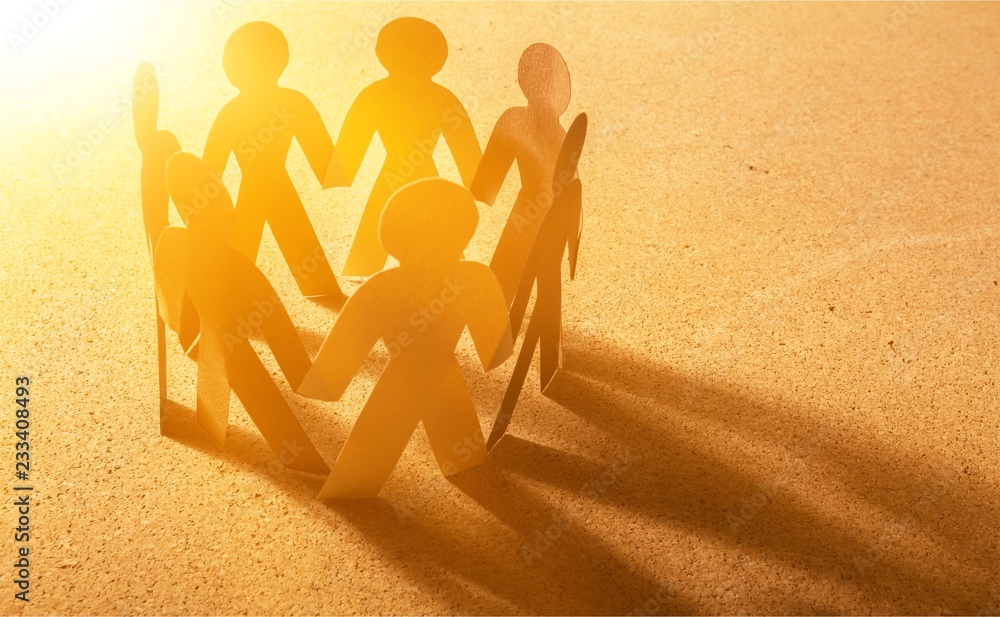 Paper People in a Circle Holding Hands Stock Photo | Adobe Stock