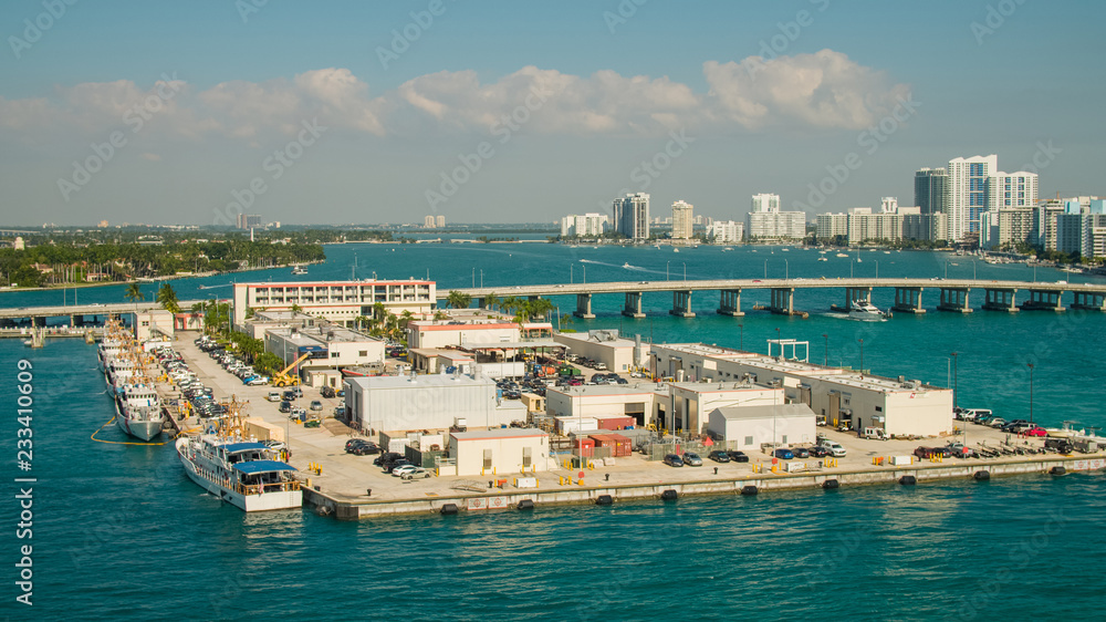 Aerial photo Miami Beach Coast Guard naval base station island Stock ...