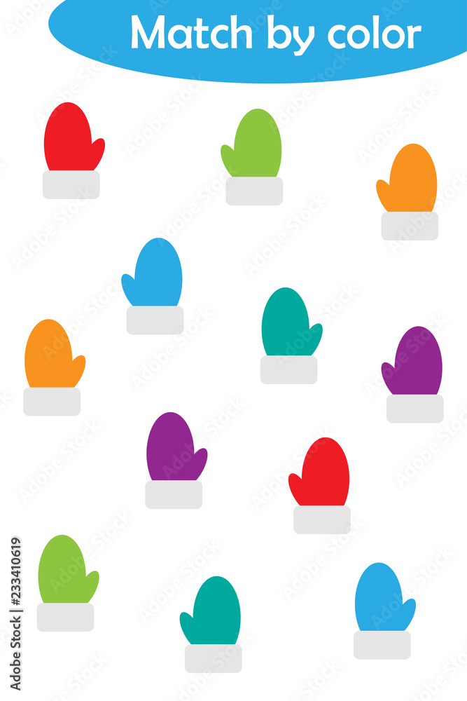 Winter christmas matching game for children, connect identical colorful ...