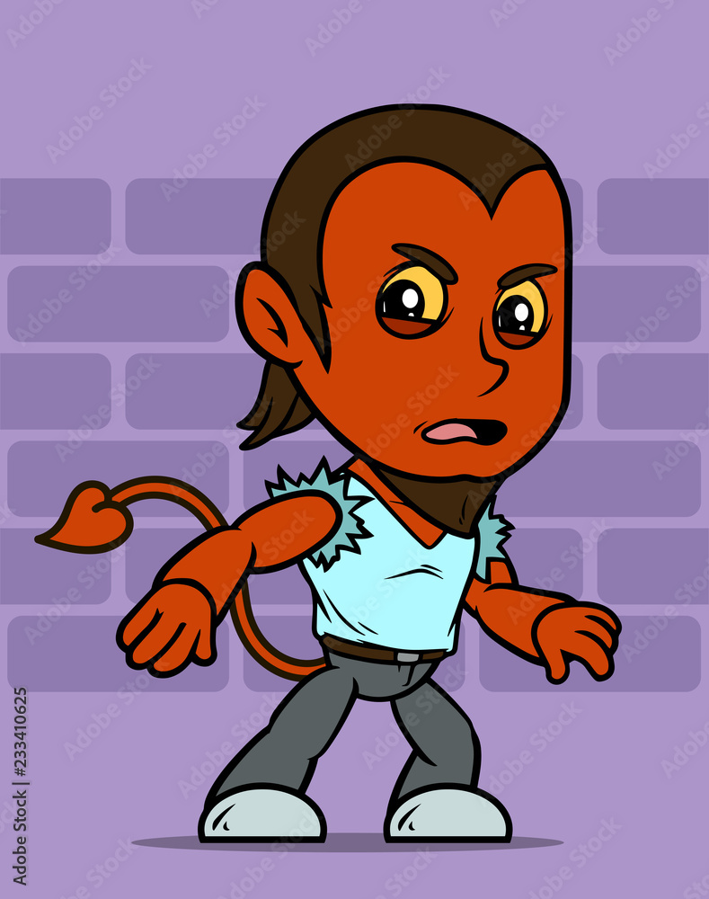 Cartoon angry little red devil boy character Stock Vector | Adobe Stock