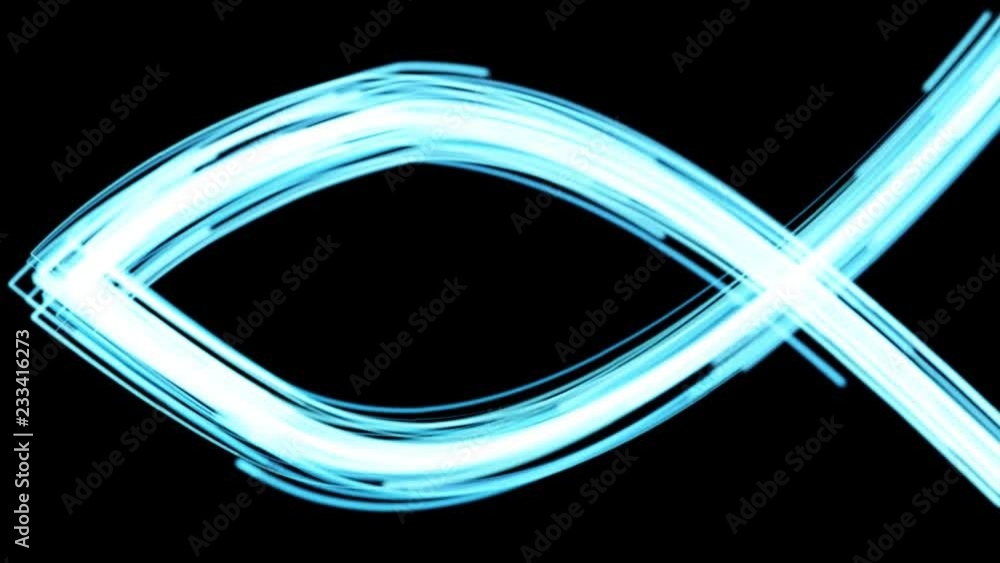 Wave Of Blue Light Draws Holy Christian Symbol On Empty Background ...