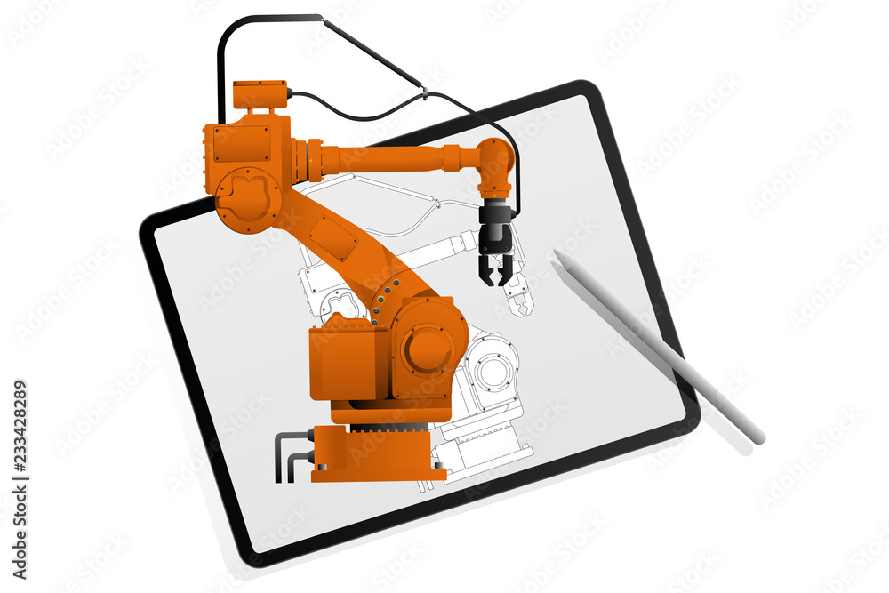 Augmented reality in engineering. Construction of robots. Vector ...