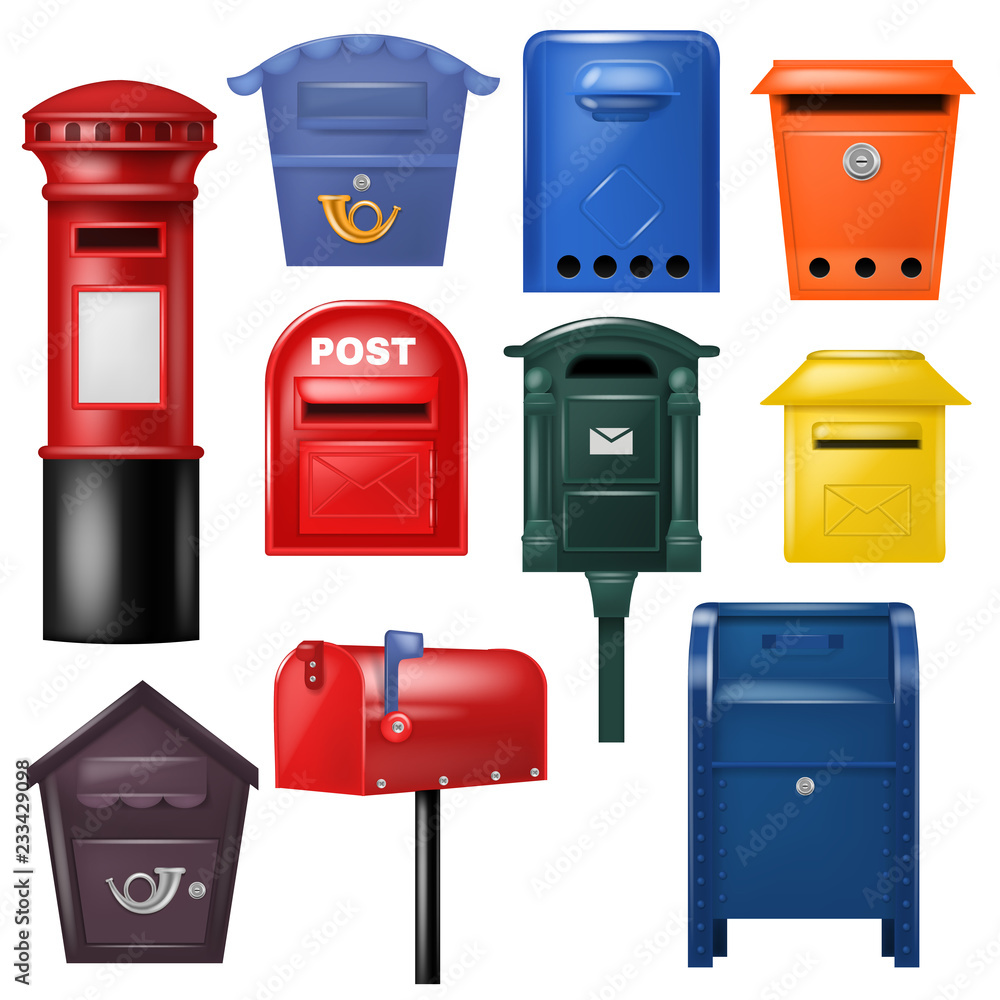 Mail Box Vector Post Mailbox Postal Mailing Letterbox Illustration Set Mail Box Vector Post Mailbox Postal Mailing Letterbox Illustration Set