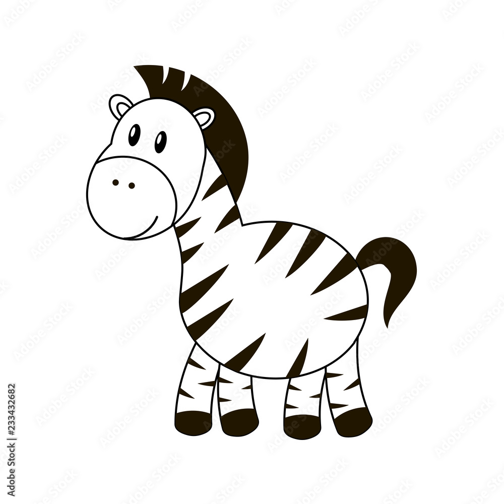 Colorless zebra vector illustration isolated on white background Stock ...