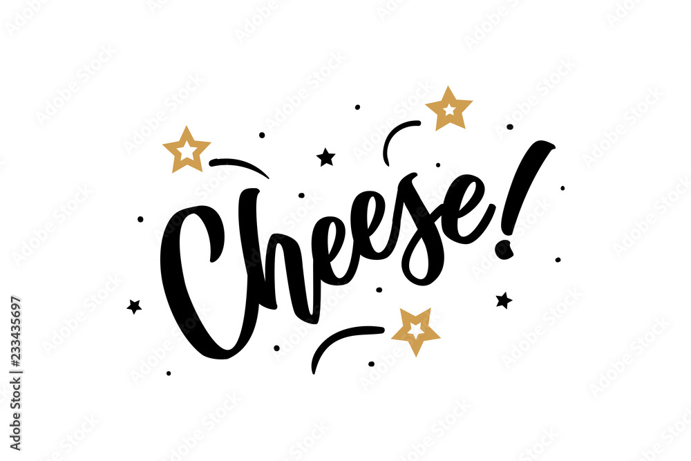 Cheese. Beautiful greeting card poster, calligraphy black text Word ...